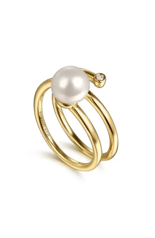 GABRIEL & CO. 14k Diamond And Pearl Wrap Ring