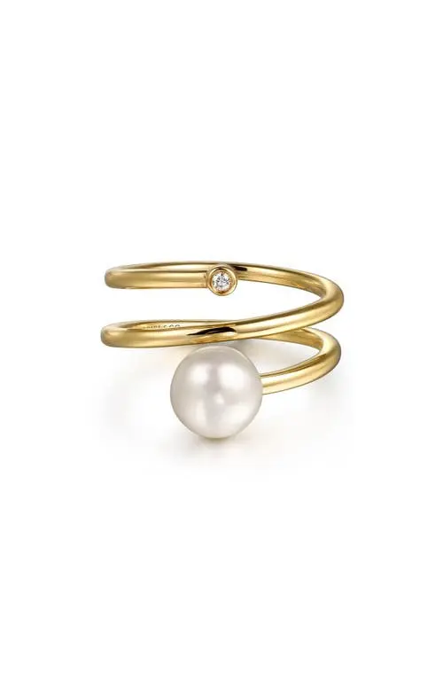 GABRIEL & CO. 14k Diamond And Pearl Wrap Ring