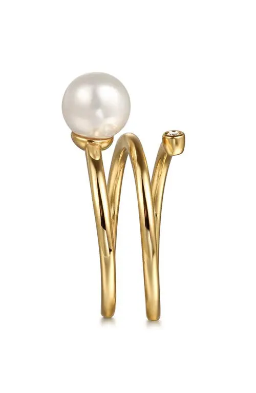 GABRIEL & CO. 14k Diamond And Pearl Wrap Ring