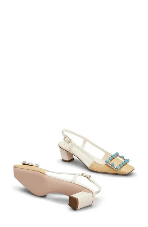 ROGER VIVIER Pietre Dure Slingback Block Heel Pumps