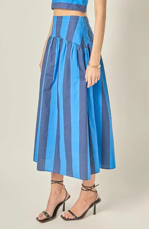 English Factory Striped Cotton Midi Skirt