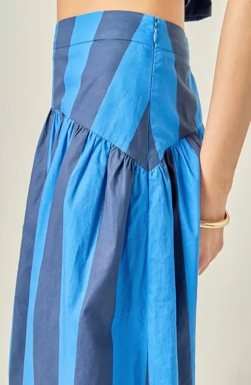 English Factory Striped Cotton Midi Skirt