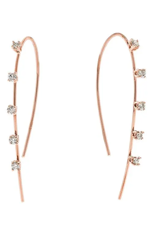 Lana Jewelry Small Hooked On 14k Gold Diamond Hoop Earrings - Rose Gold