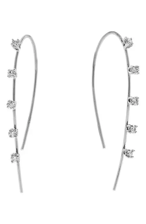 Lana Jewelry Small Hooked On 14k Gold Diamond Hoop Earrings - White Gold
