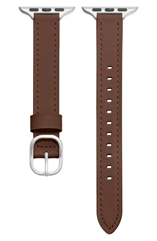 POSH TECH Carmen Skinny Leather Apple Watch® Watchband - Chocolate Brown