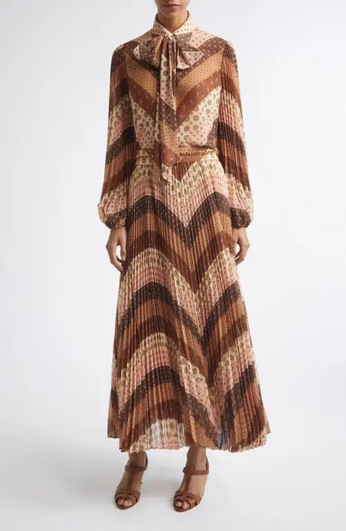 Zimmermann Sunray Chevron Foulard Tie Neck Shirt
