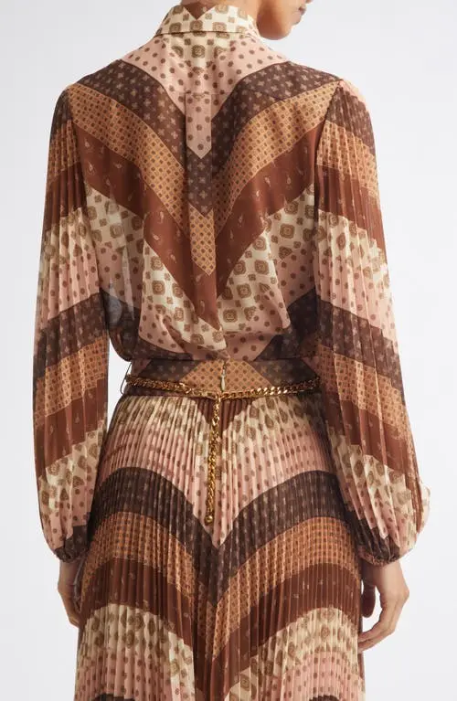 Zimmermann Sunray Chevron Foulard Tie Neck Shirt