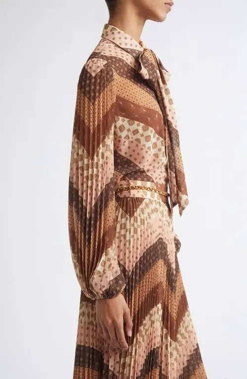 Zimmermann Sunray Chevron Foulard Tie Neck Shirt