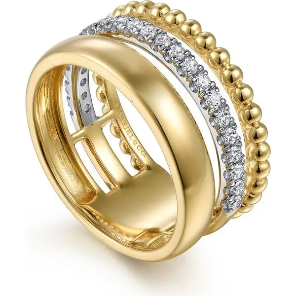 GABRIEL & CO. 14k Gold Diamond Stacked Band Ring