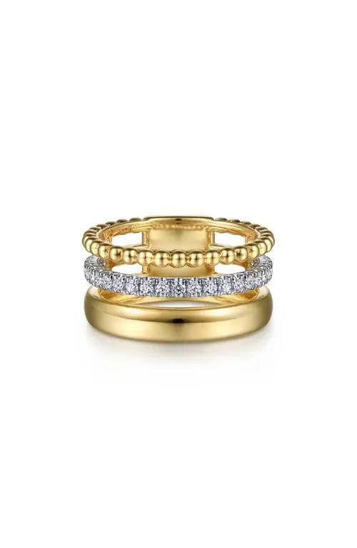 GABRIEL & CO. 14k Gold Diamond Stacked Band Ring