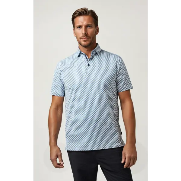 Stone Rose Skull Print Techno Stretch Polo - White