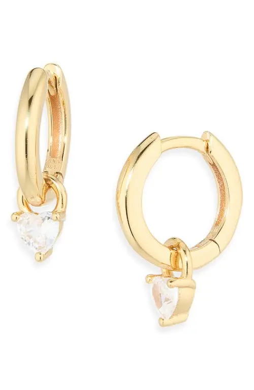 ASTRID & MIYU Heart Crystal Charm Huggie Hoop Earrings