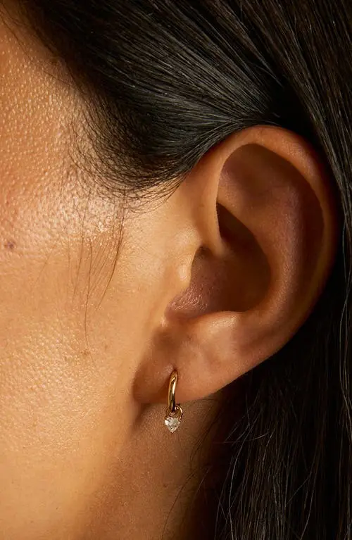 ASTRID & MIYU Heart Crystal Charm Huggie Hoop Earrings