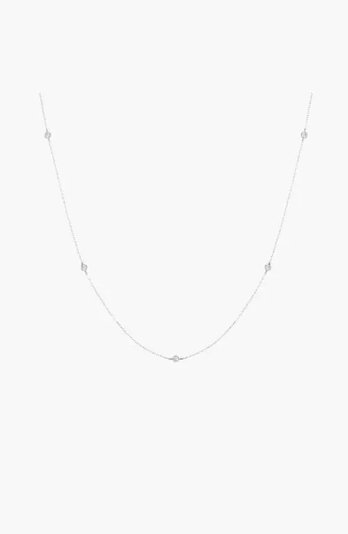 AURATE Lab Grown White Sapphire Station Necklace - White Gold