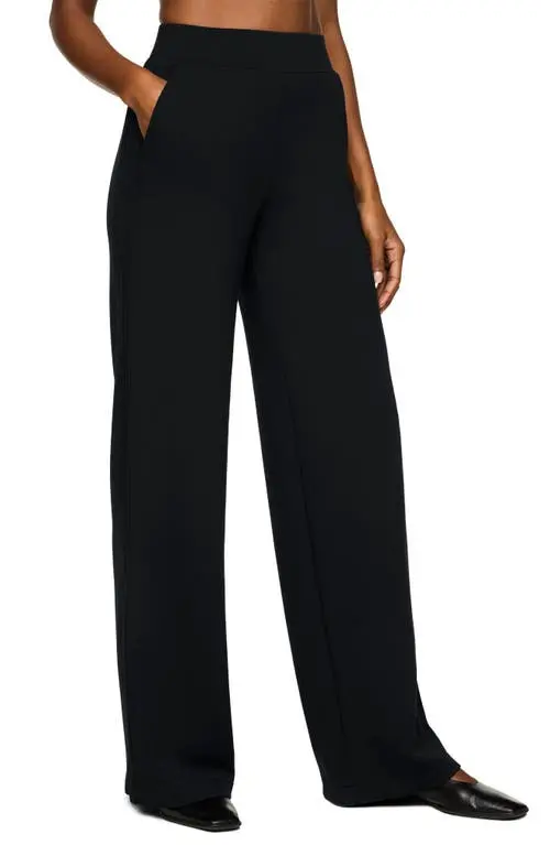 Spanx Pintuck High Waist Wide Leg Pants - Very Black