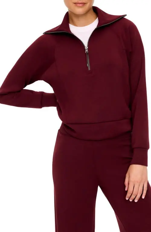 Spanx Airessentials Half Zip Sweatshirt - Vino