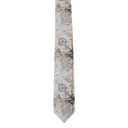 Trafalgar Sparrow's Bounty Treasure Map Silk Necktie - Light Tan