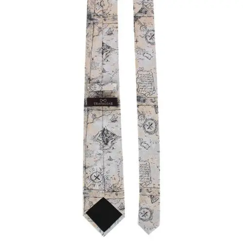 Trafalgar Sparrow's Bounty Treasure Map Silk Necktie - Light Tan
