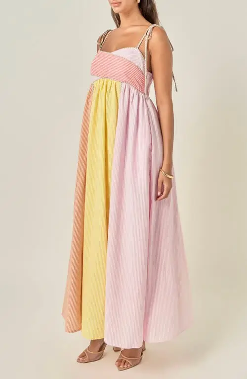 English Factory Striped Sleeveless Maxi Dress
