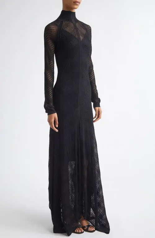 Zimmermann Valiant Long Sleeve Chevron Pointelle Sweater Dress