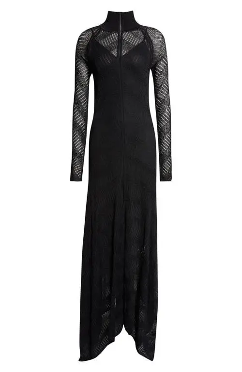 Zimmermann Valiant Long Sleeve Chevron Pointelle Sweater Dress