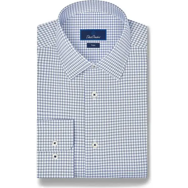 David Donahue Trim Fit Check Stretch Twill Shirt