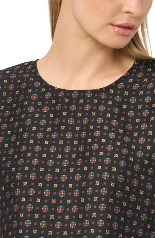 Halogen Printed Sleeveless Keyhole Shell