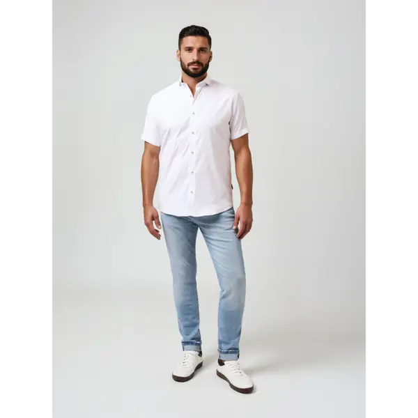 Stone Rose Tencel Stretch Solid Ss Button-up Shirt