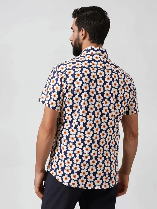 Stone Rose Tencel Stretch Oversized Floral Ss Button-up Shirt