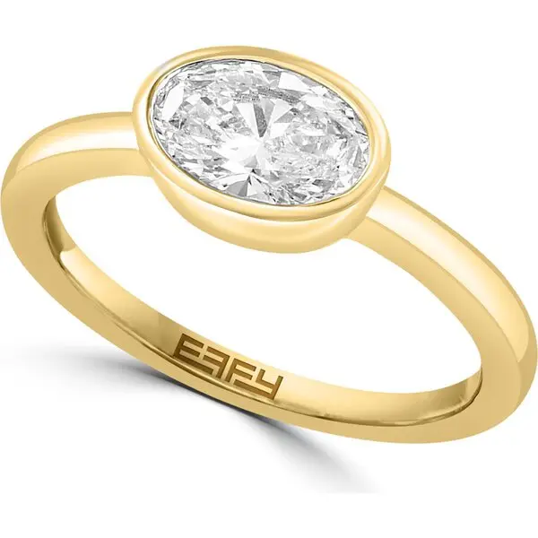 EFFY 14k White Gold Lab-grown Diamond Bezel Solitaire Ring - 14k Gold