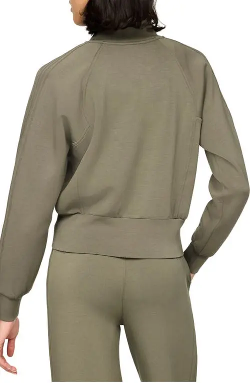 Spanx Pintuck Track Jacket With Zip-up Front And Blade Collar - Herb