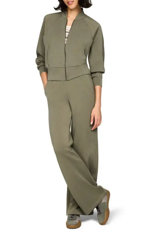 Spanx Pintuck Track Jacket With Zip-up Front And Blade Collar - Herb