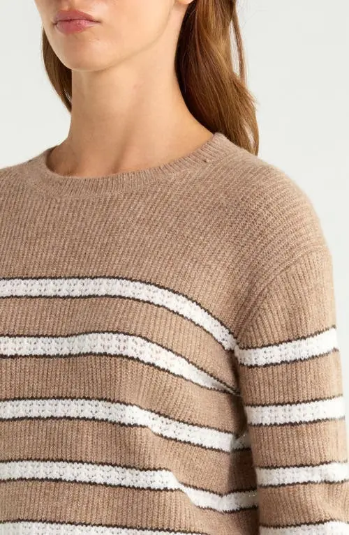 CECE DUPRAZ Stripe Pointelle Knit Crewneck Sweater