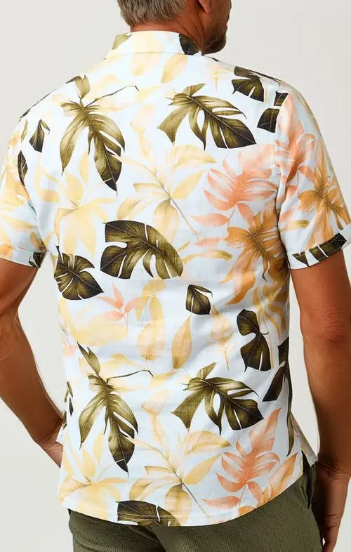 Stone Rose Linen Big Floral Ss Resort Shirt