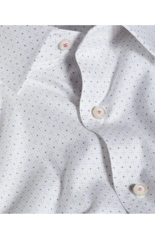 David Donahue Trim Fit Stretch Micro Neat Dress Shirt