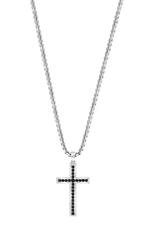 EFFY Black Spinel Cross Pendant - Sterling Silver