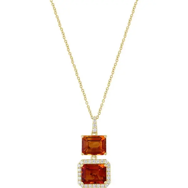 EFFY 14k Yellow Gold Diamond & Citrine Pendant Necklace - 14k Gold