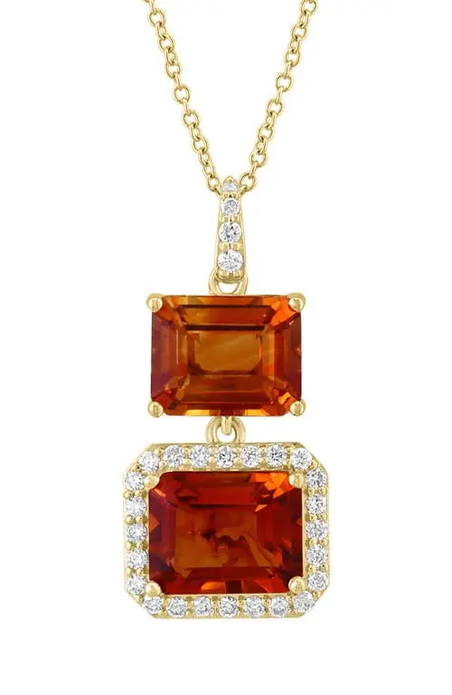 EFFY 14k Yellow Gold Diamond & Citrine Pendant Necklace
