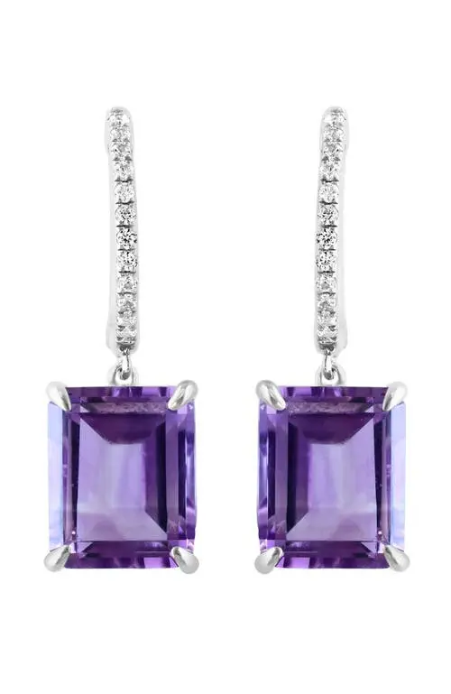EFFY 925 Emerald Cut Amethyst & White Sapphire Drop Earrings - Sterling Silver