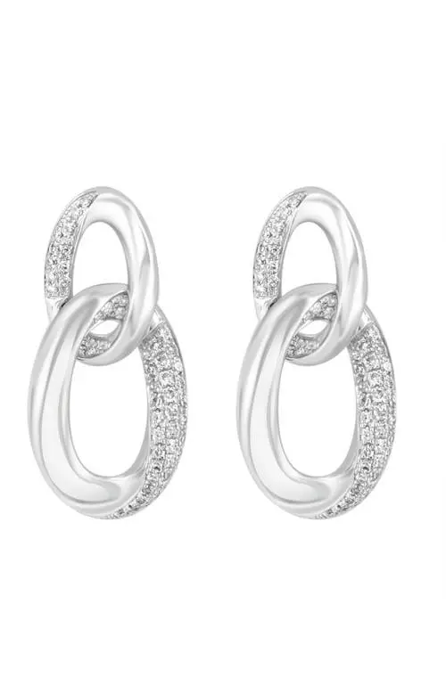 EFFY Diamond Interlocking Circle Drop Earrings - Sterling Silver