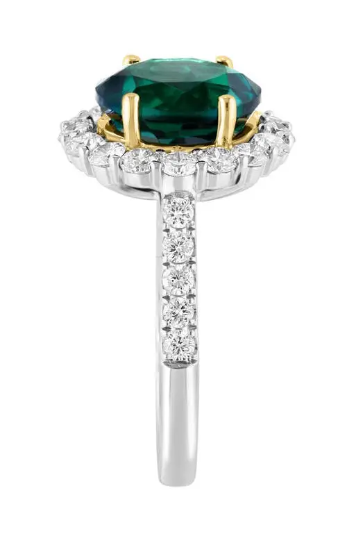 EFFY Lab-grown Emerald & Diamond Halo Ring