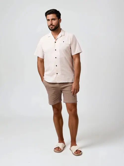 Stone Rose Seersucker Striped Resort Ss Button-up Shirt