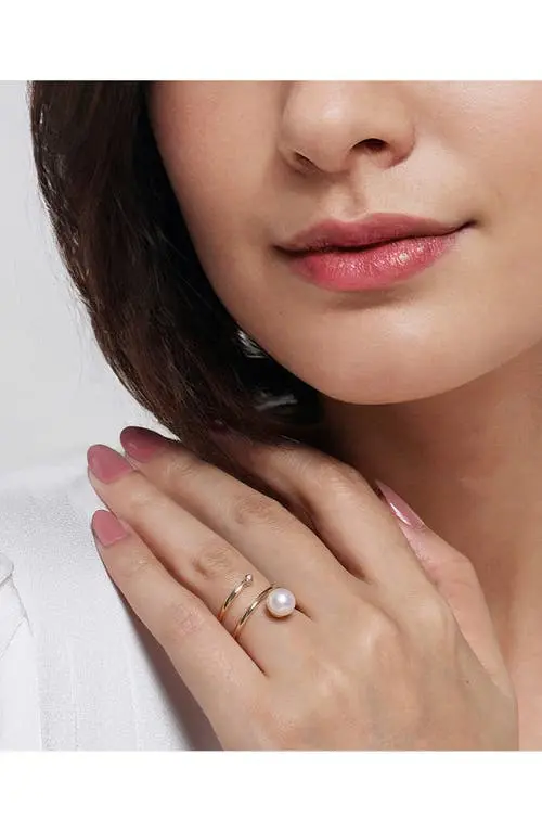 GABRIEL & CO. 14k Diamond And Pearl Bypass Ring
