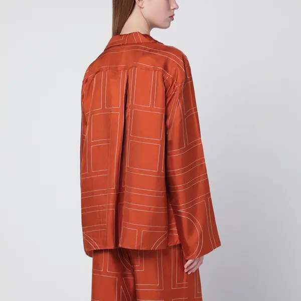 TOTEME Monogram Silk Shirt - Brown