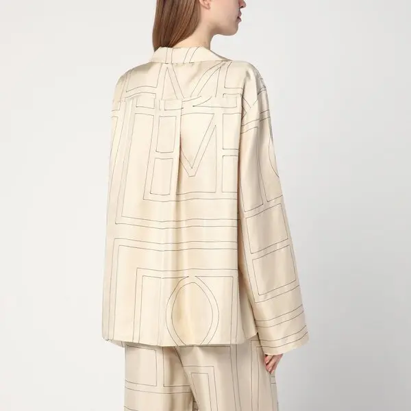 TOTEME Monogram Pajama Shirt In Ivory Silk