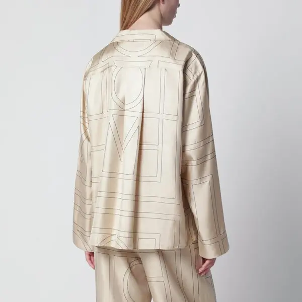 TOTEME Monogram Silk Pajama Shirt - White