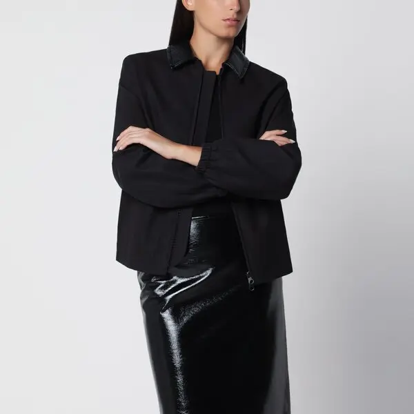 COURREGES Bomber Jacket In Cotton With Vinyl Collar