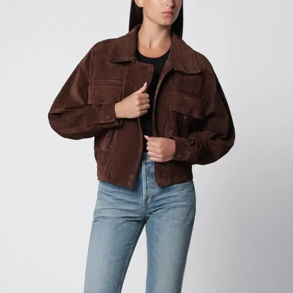 Saint Laurent Vintage Suede Leather Jacket In Ebony