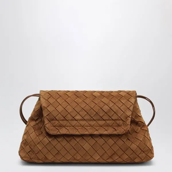 Bottega Veneta Giorno Bag In Amber Intrecciato Suede