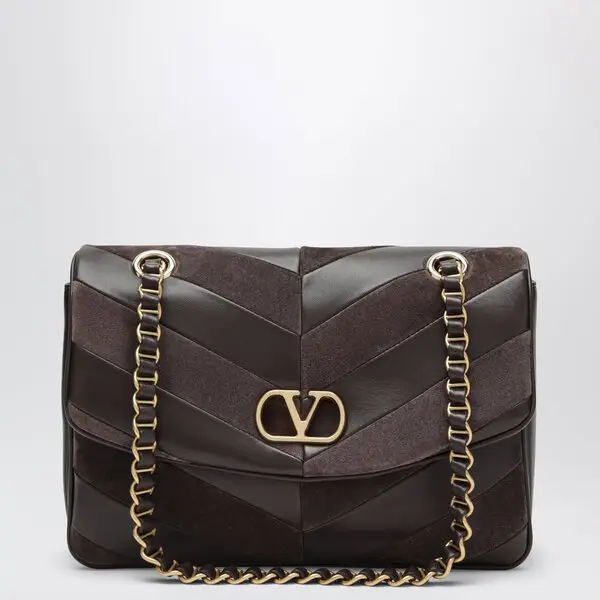 Valentino Garavani Djuna Medium Suede And Nappa Shoulder Bag - Brown